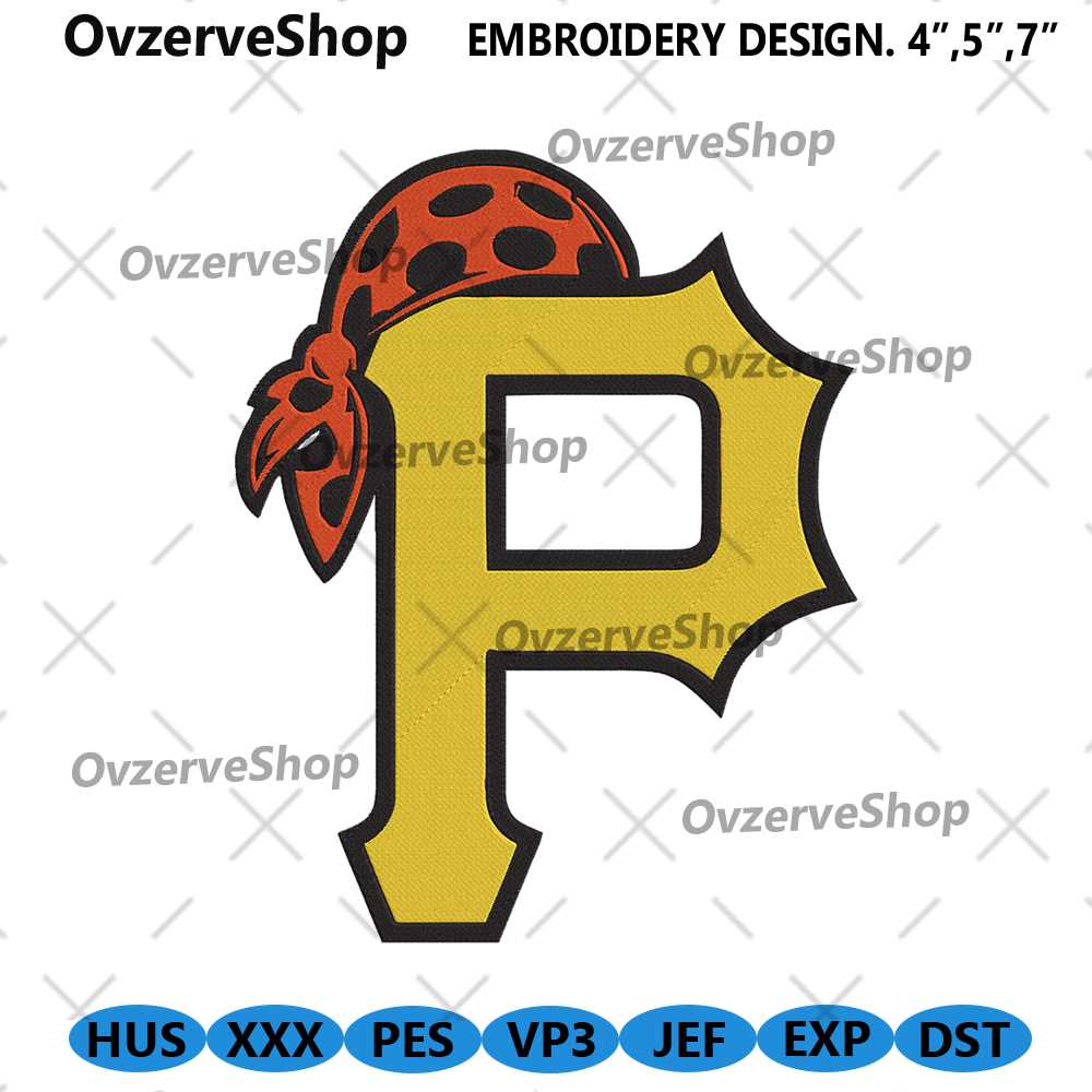 Pirates P Symbol Logo Machine Embroidery | Inspire Uplift