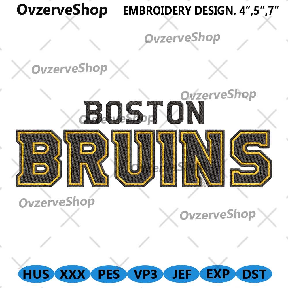 Boston Bruins Wordmark Logo Machine Embroidery, Boston Bruin | Inspire ...