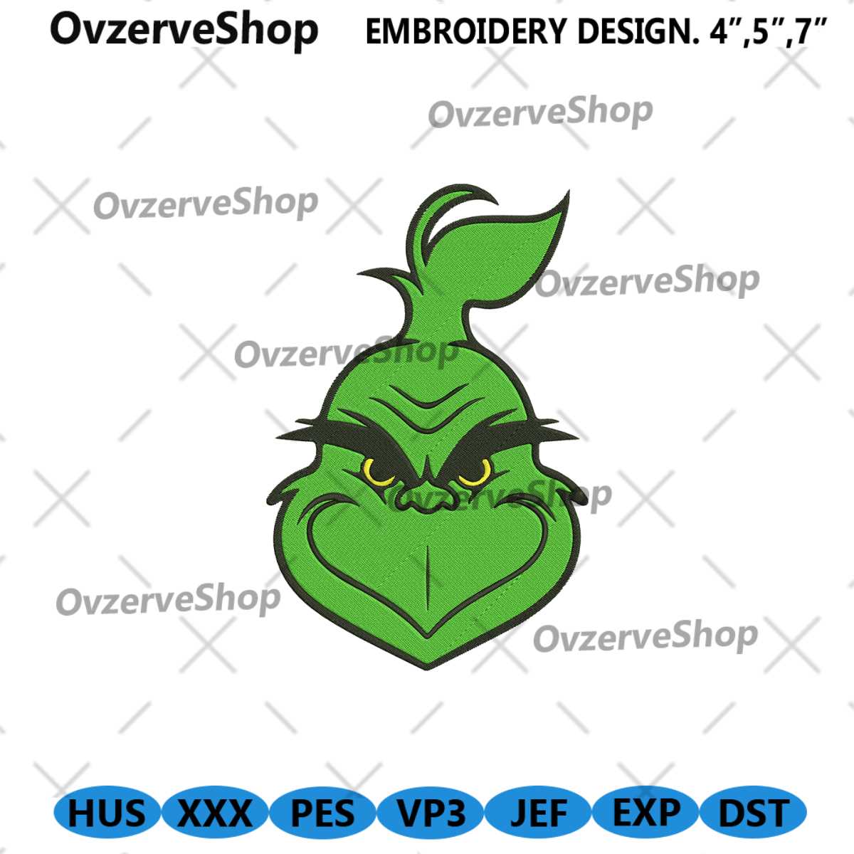 Grinch Head Machine Embroidery Download Design, The Grinch F | Inspire ...