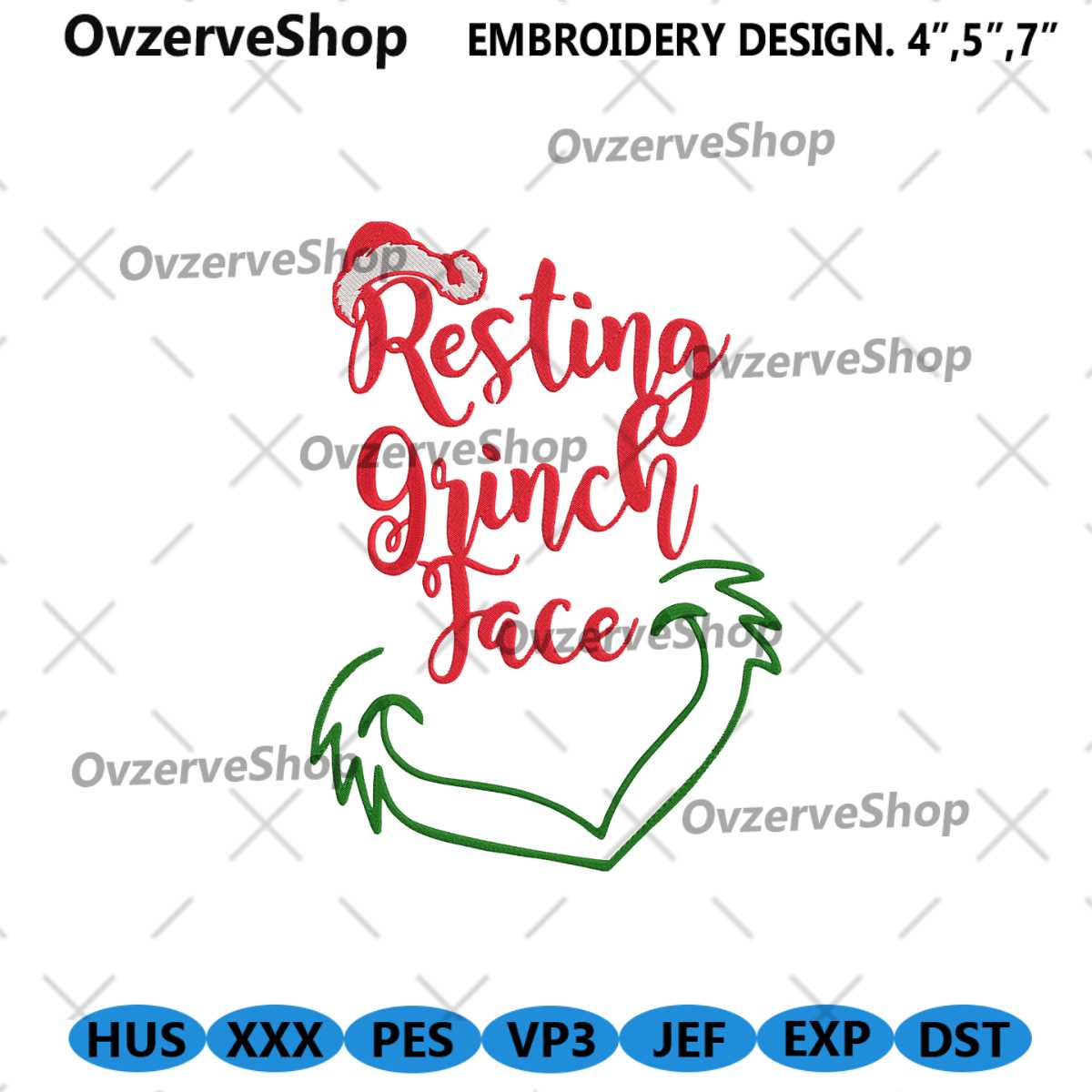 Resting Grinch Face Embroidery Files Instant Download, Grinc | Inspire ...