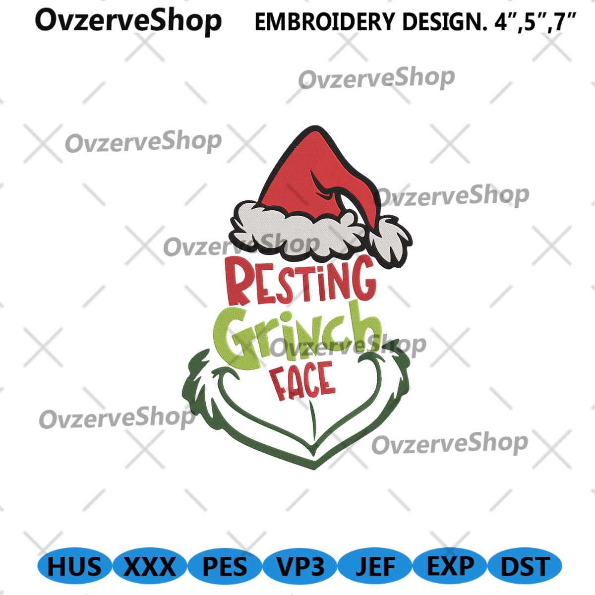 Resting Grinch Embroidery Files, Grinch Face Machine Embroid | Inspire ...