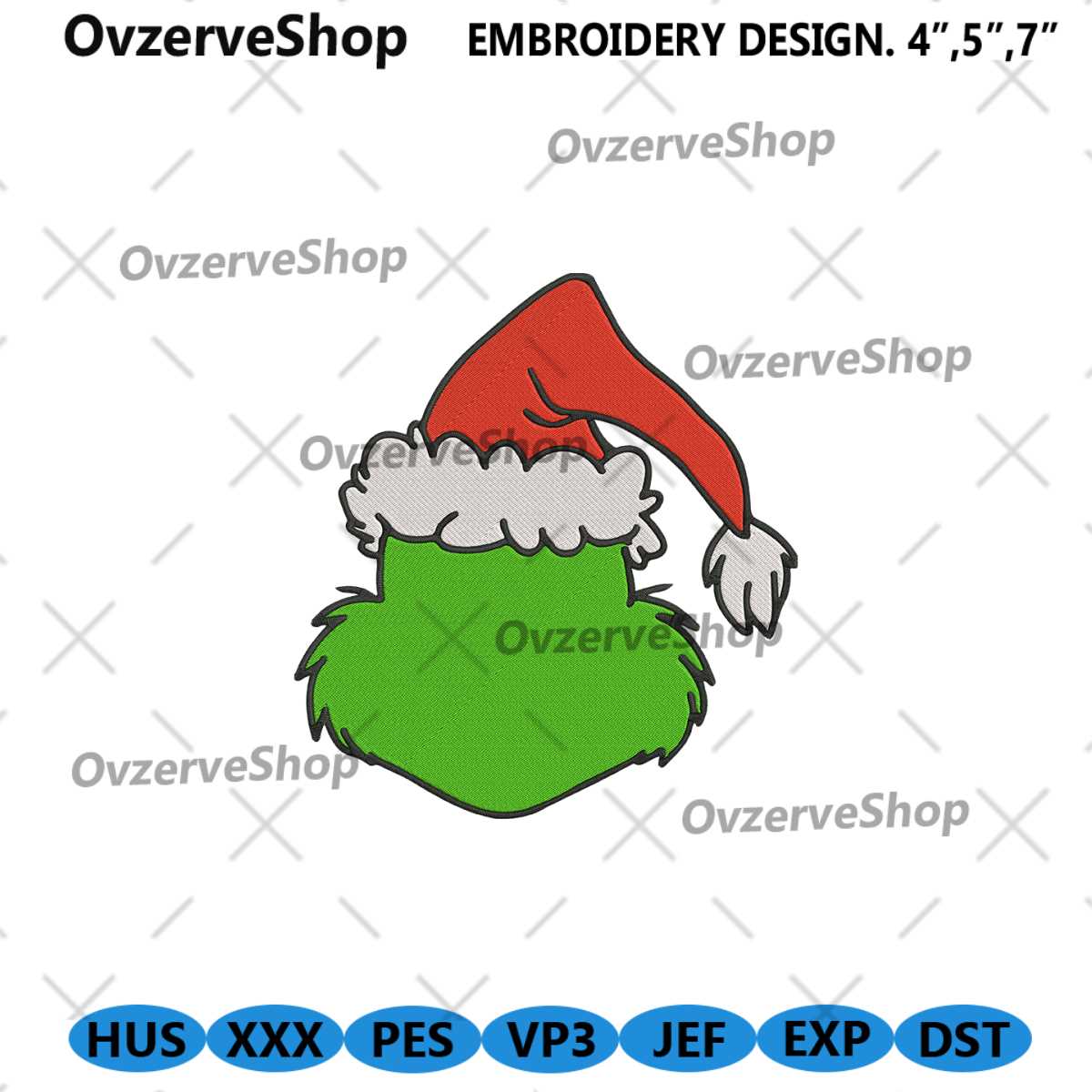 The Grinch Face Embroidery File Instant Download, The Grinch | Inspire ...
