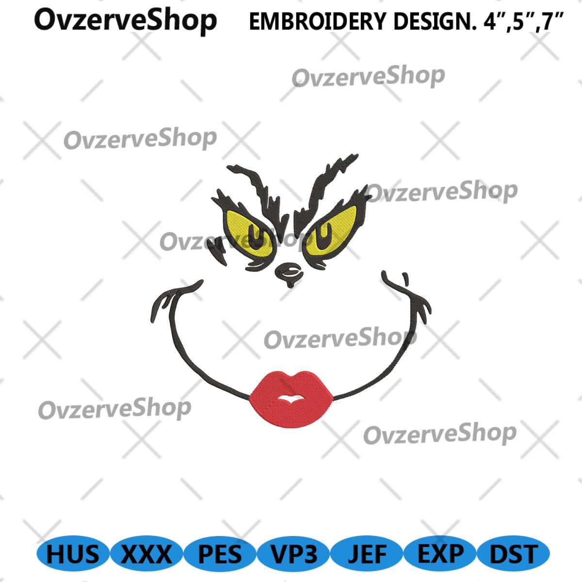 Grinch Lips Machine Embroidery Design Download, The Grinch E | Inspire ...