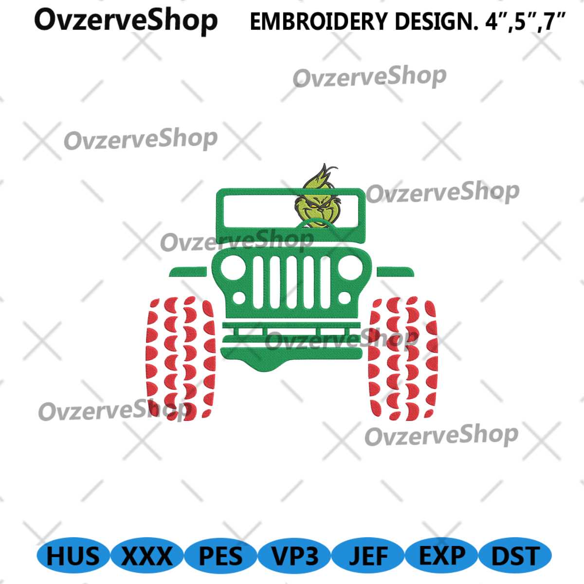 Grinch Jeep Embroidery Digitals File, Grinch Christmas Machi | Inspire ...