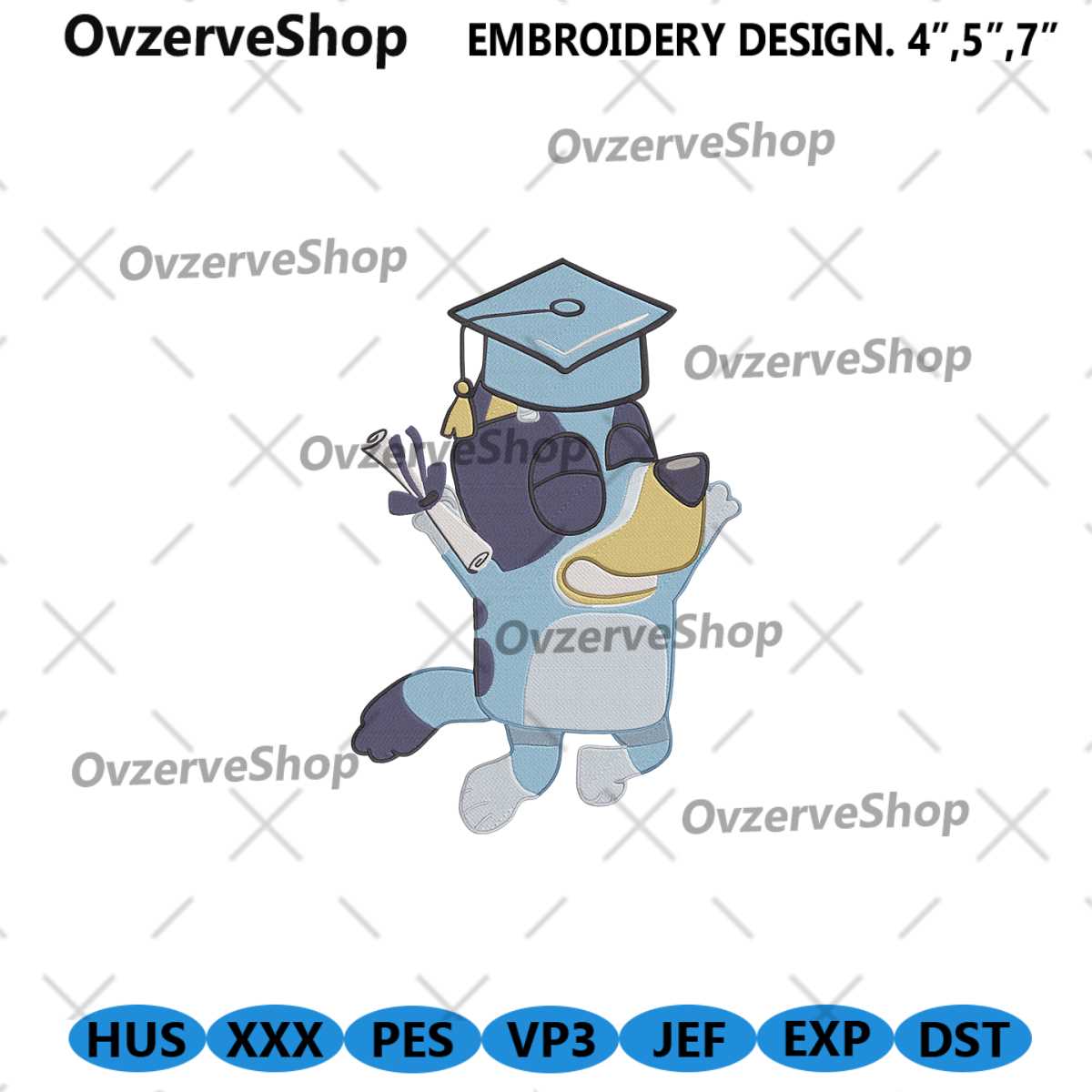 Bluey Graduation Embroidery Design Files, Bluey Cartoon Embr | Inspire ...