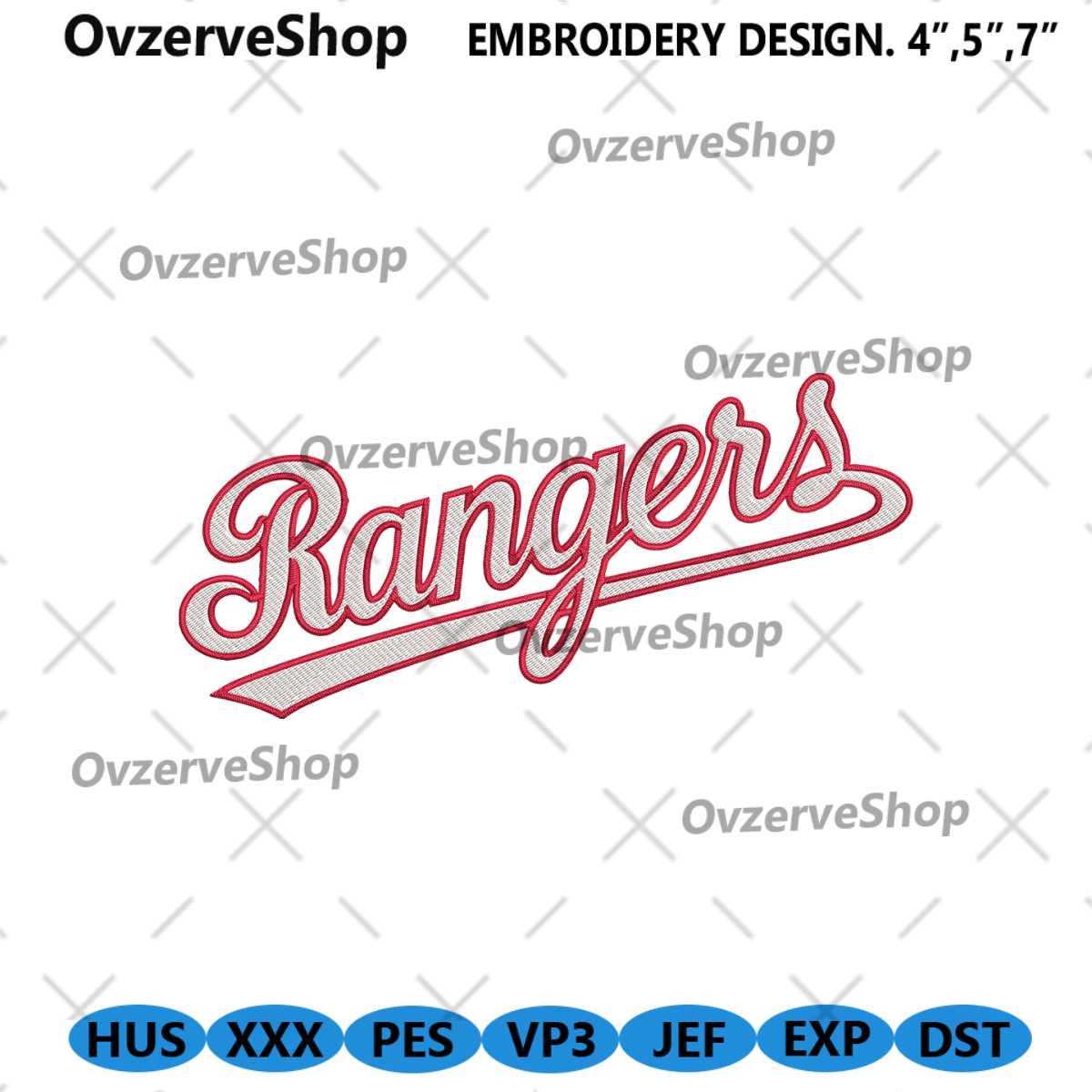 Ranger MLB Wordmark Logo Machine Embroidery | Inspire Uplift
