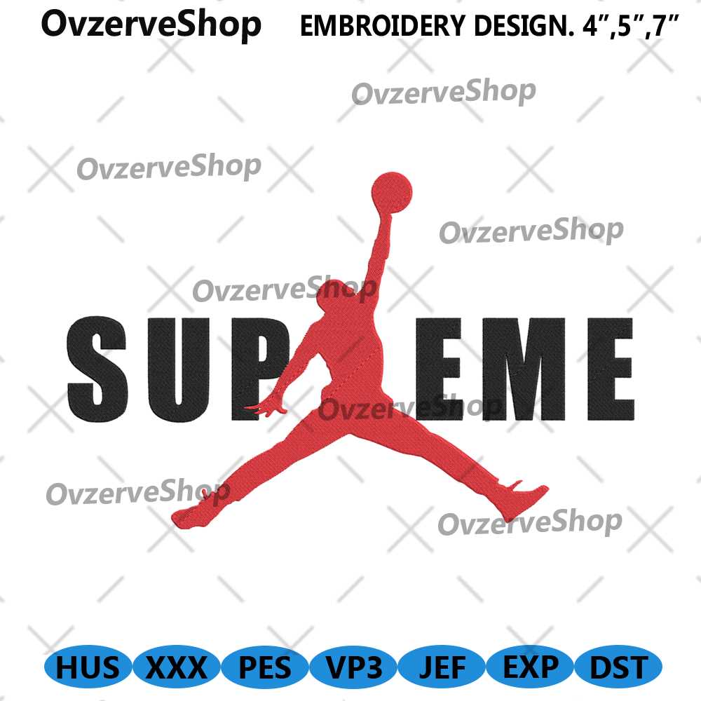 Supreme X Jordan Logo Embroidery Design Download | Inspire Uplift