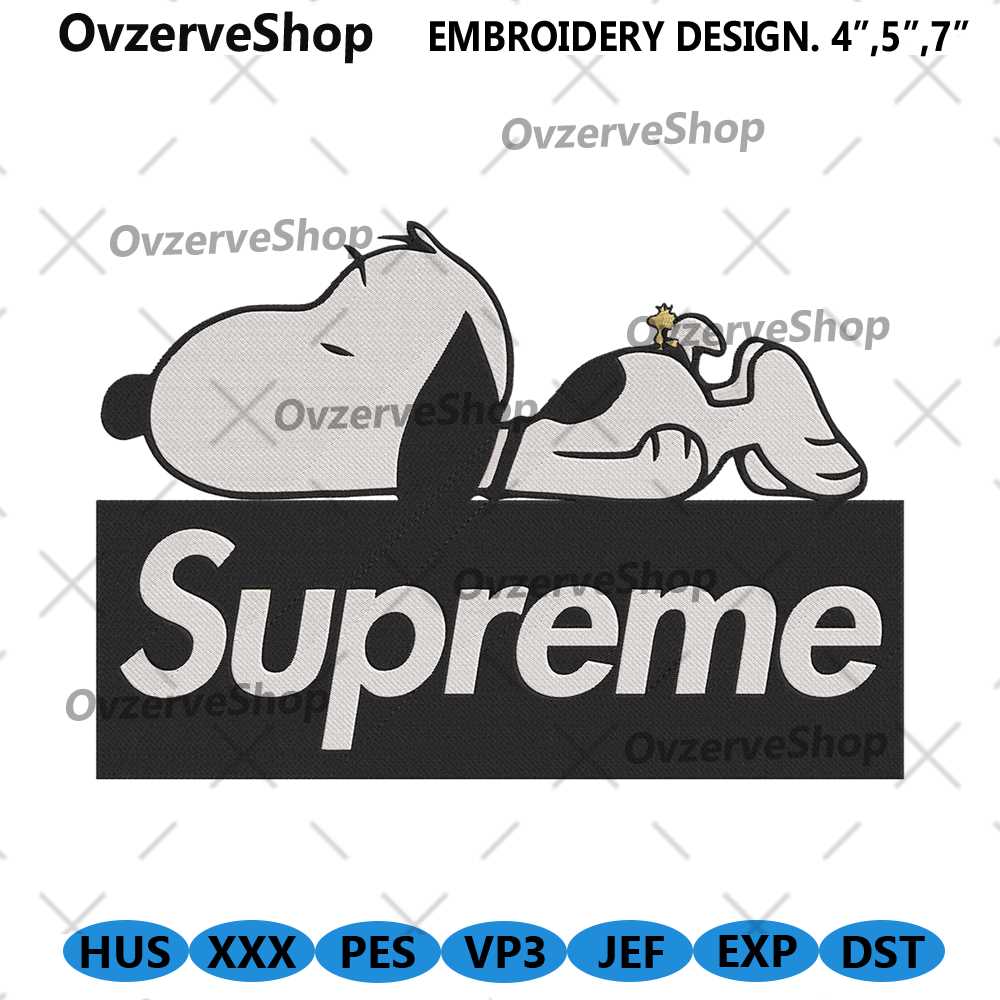 Supreme Box Black Snoopy Logo Embroidery Design Download | Inspire Uplift