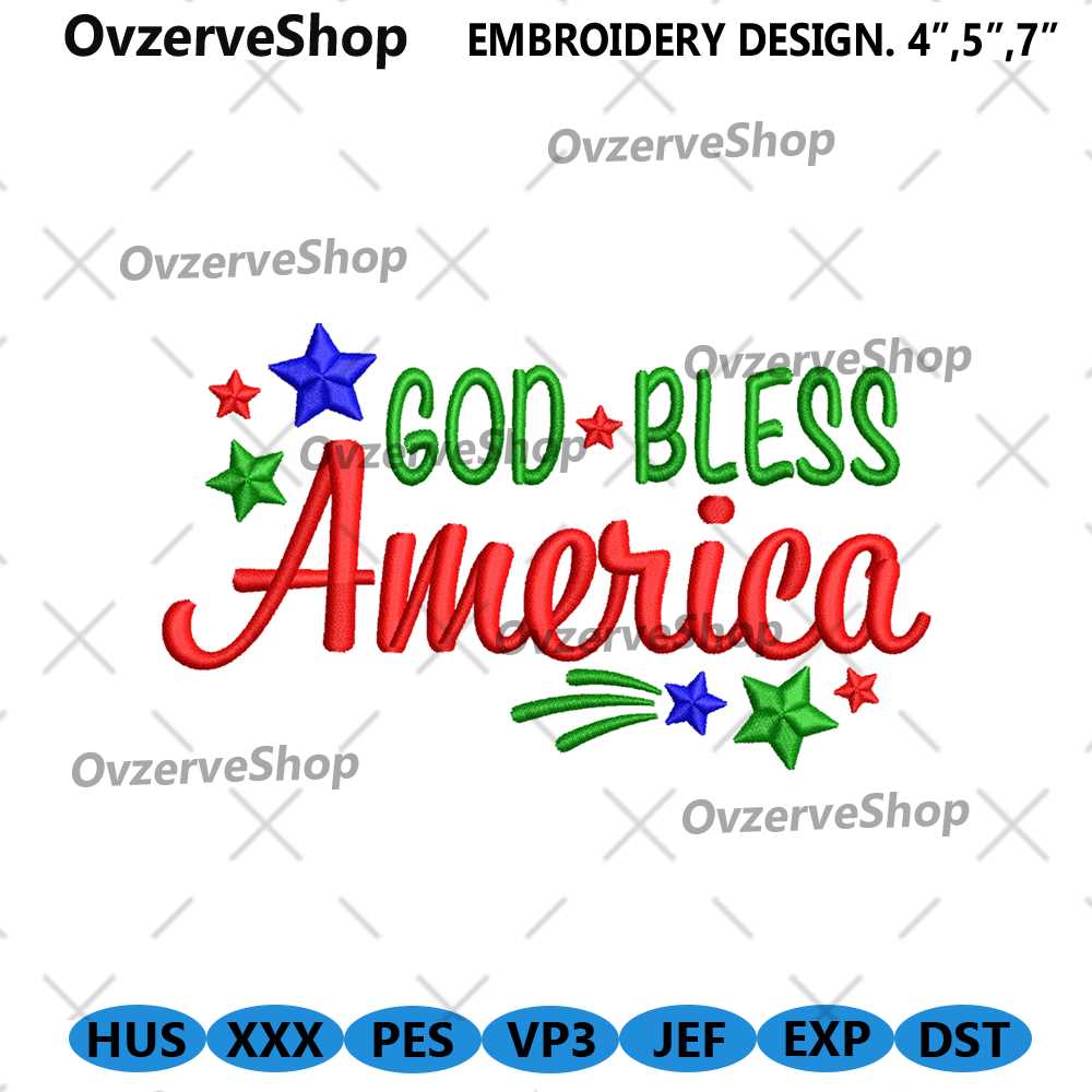 God Bless America Machine Embroidery Instant Design, God ble | Inspire ...