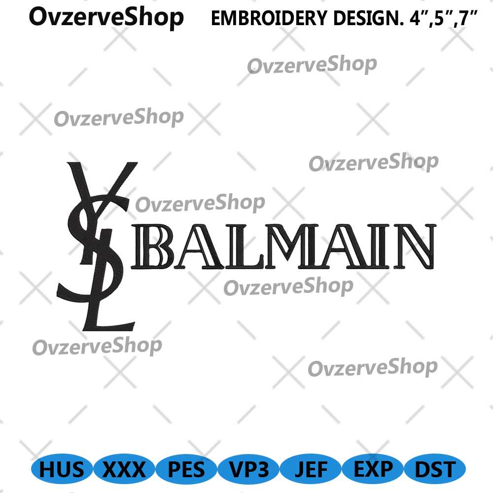 YSL Bailmain Outlines Logo Embroidery Instant Download | Inspire Uplift
