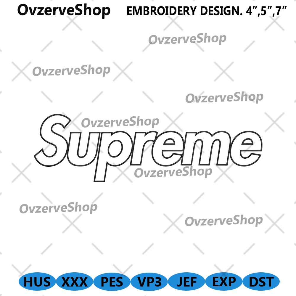 Supreme Outline Black Logo Embroidery Design Download | Inspire Uplift
