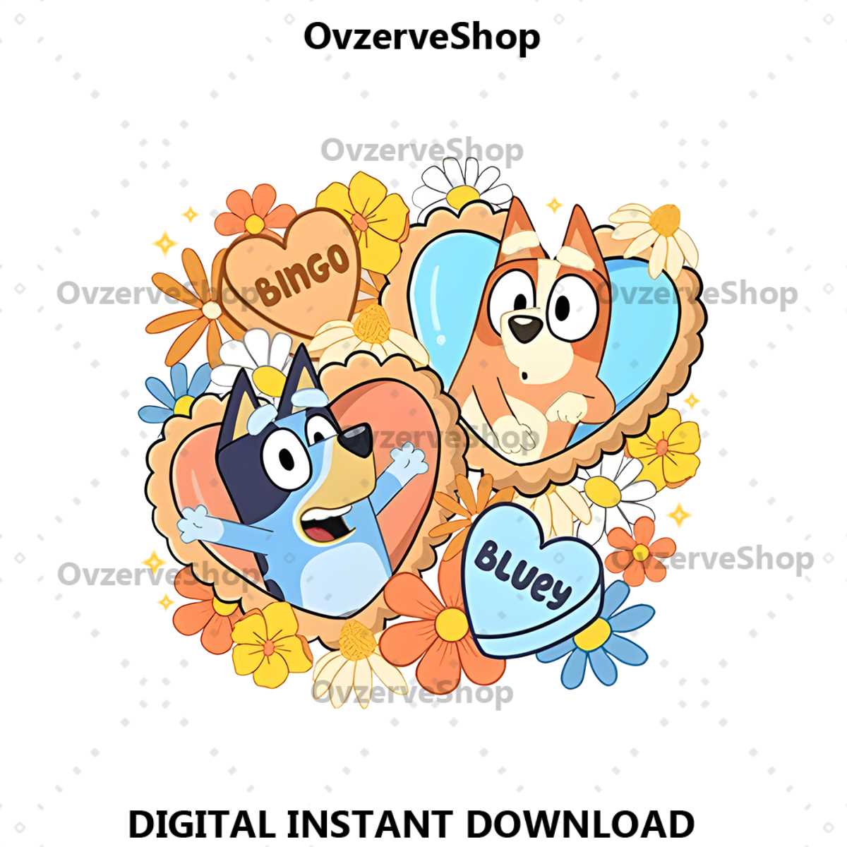 Floral Bluey And Bingo PNG, Bluey And Bingo Png, Bluey Famil | Inspire ...