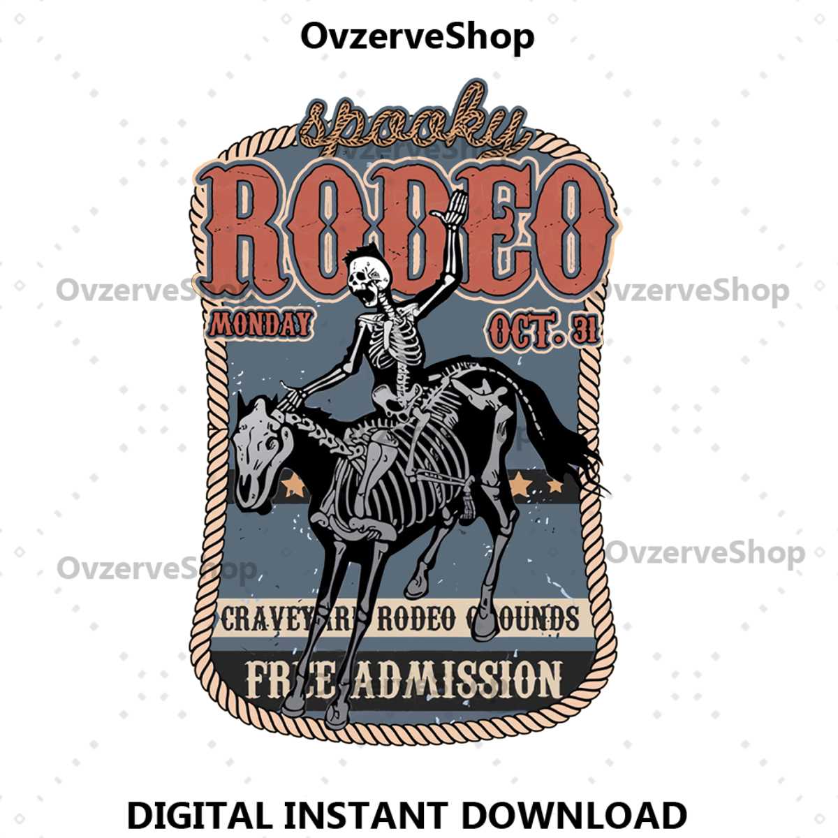 Halloween Rodeo Poster, Western Halloween Spooky Skeleton Co | Inspire ...