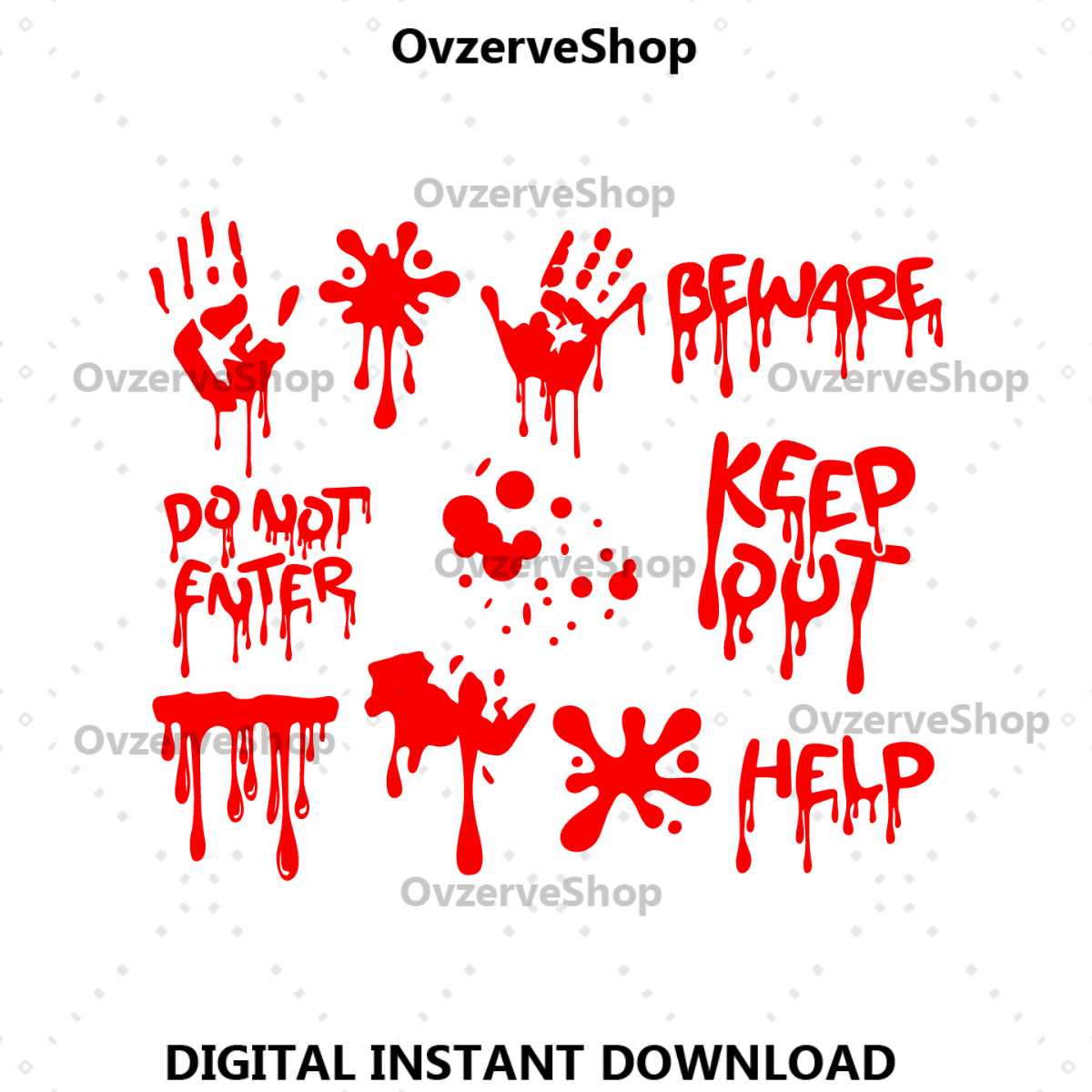 Blood Splatter SVG, Halloween SVG, Bloody Handprint Drips SV | Inspire ...
