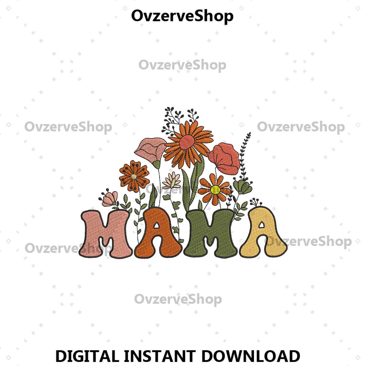 Mama Embroidery File Designs, Mama Flower Embroidery Digital | Inspire ...