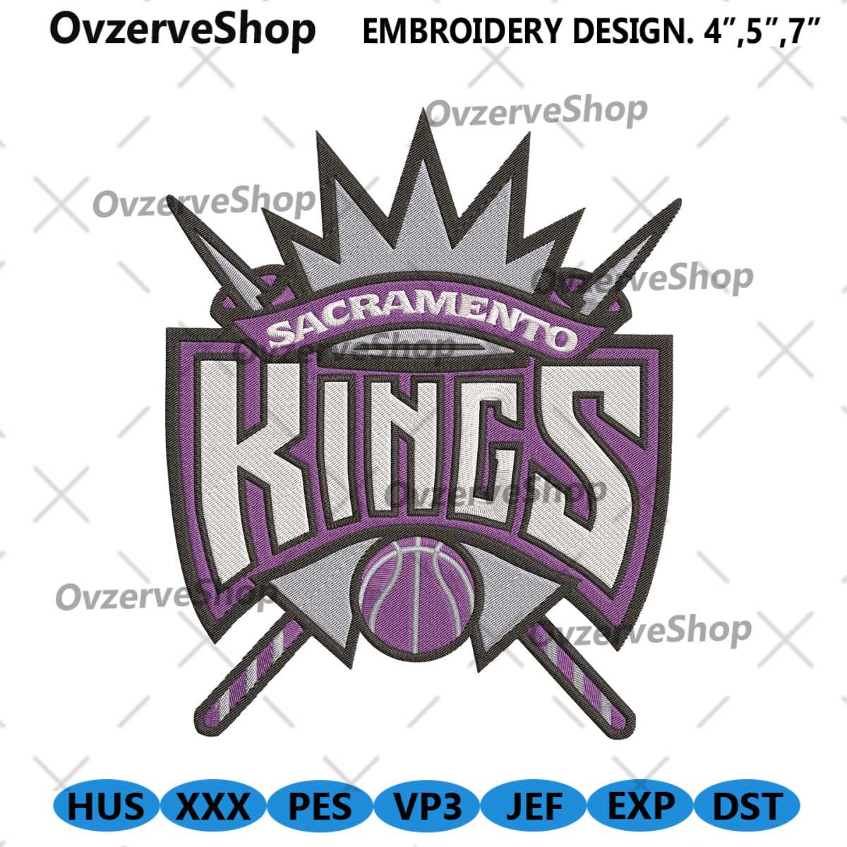 Sacramento Kings Logo NBA Embroidery Design Files, Sacrament | Inspire ...