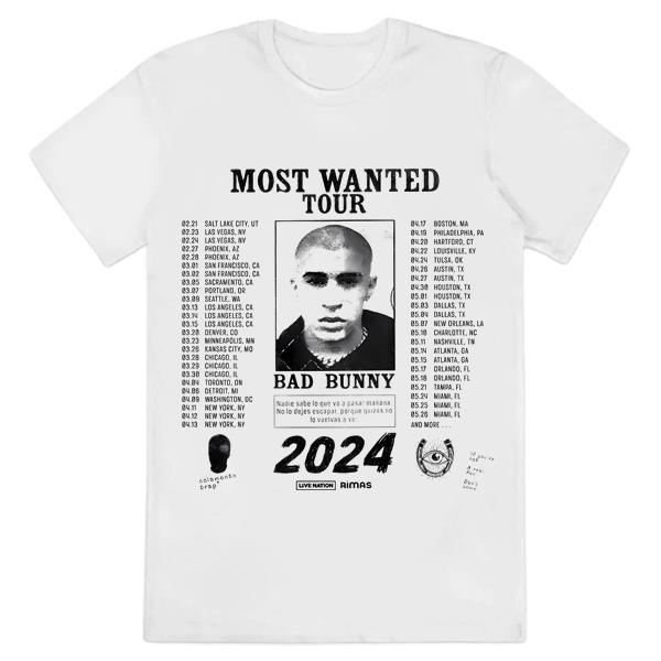 Bad Bunny 2024 Most Wanted Tour Shirt | Inspire Uplift