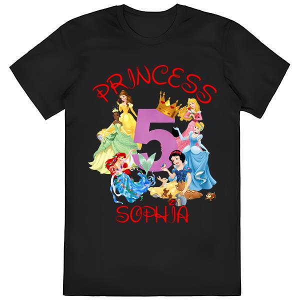 Custom Disney Princess Birthday Shirt, 5th Birthday Shirt... | Inspire Uplift
