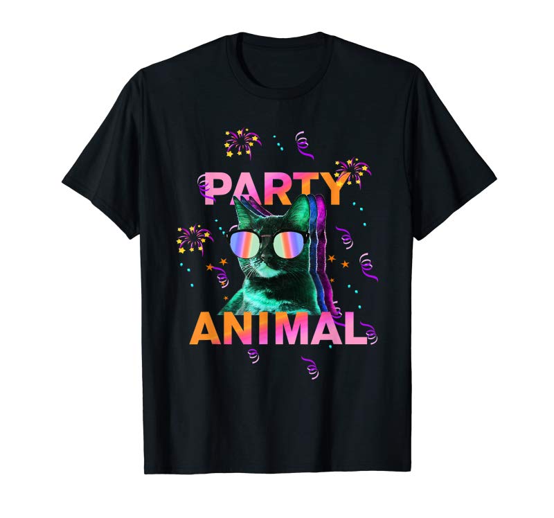 Adorable Party Cat Party Animal Colorful Graphic T-Shirt | Inspire Uplift