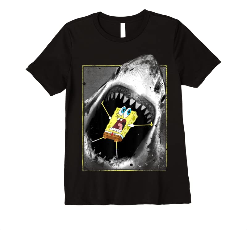 Adorable Spongebob Squarepants Shark Attack Funny T-Shirt | Inspire Uplift
