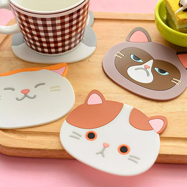 Cute Kitty Coasters For Stain-Free Surfaces | Inspire Uplift