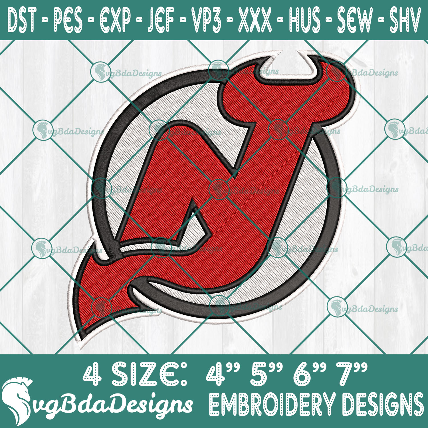 New Jersey Devils Embroidery Designs, NHL Logo Embroidered, | Inspire ...
