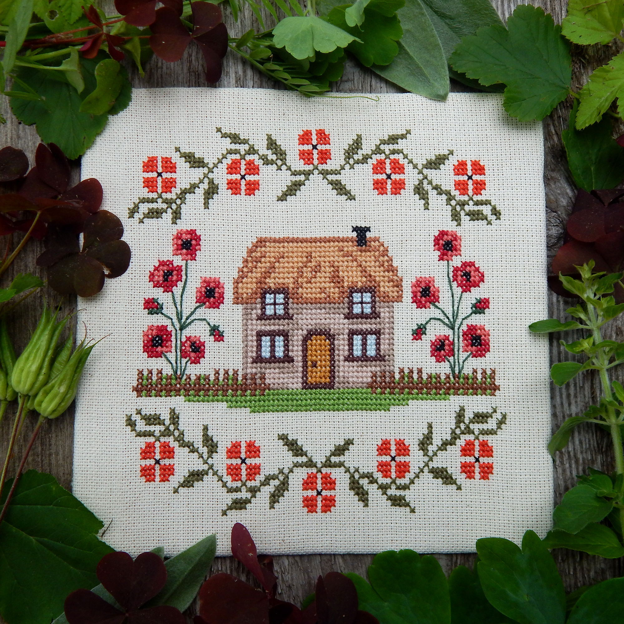 Poppy Cottage cross stitch pattern Country House cross stitc | Inspire ...
