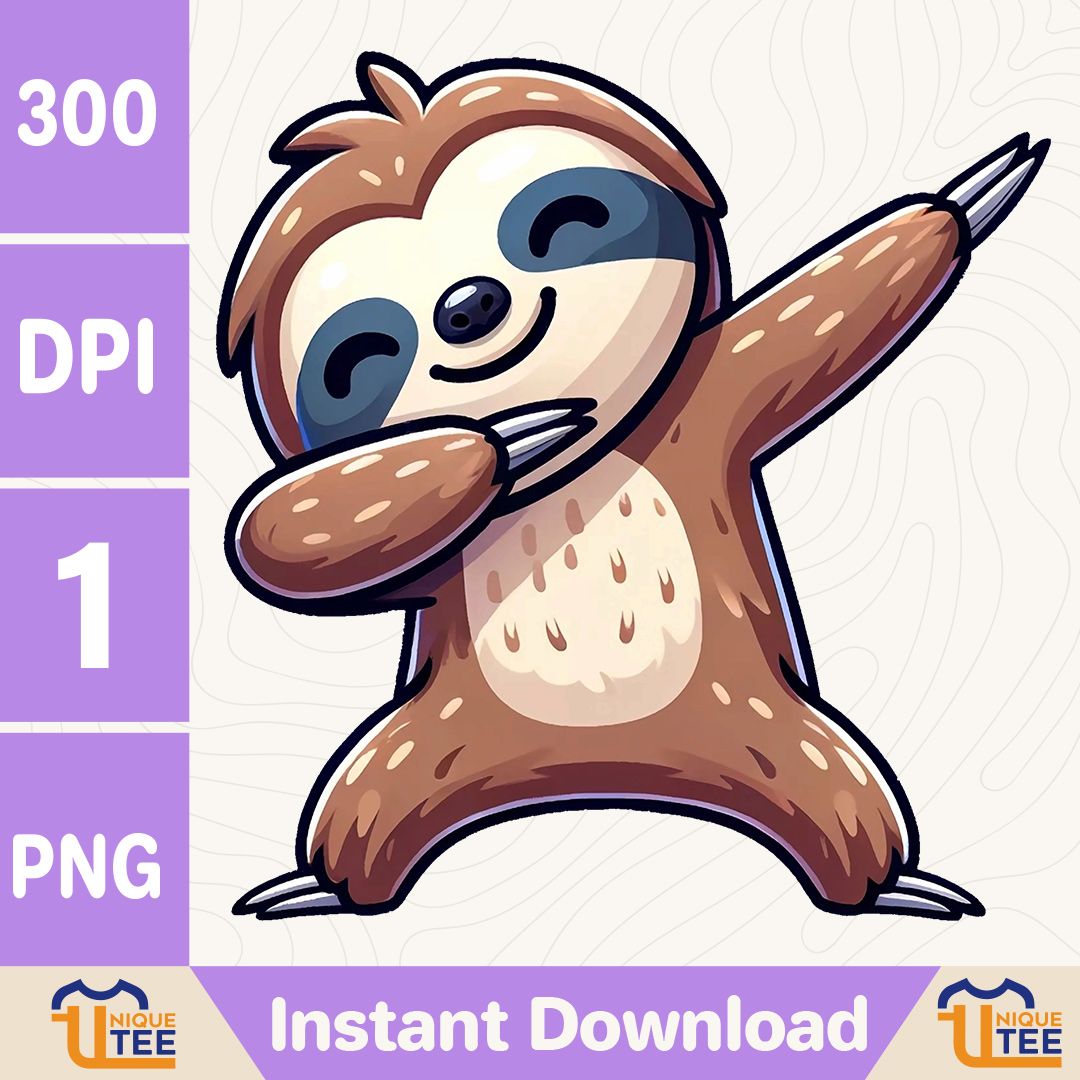 Wild Sloth Dabbing Dance Clipart, Printable Sublimation, Fun | Inspire ...