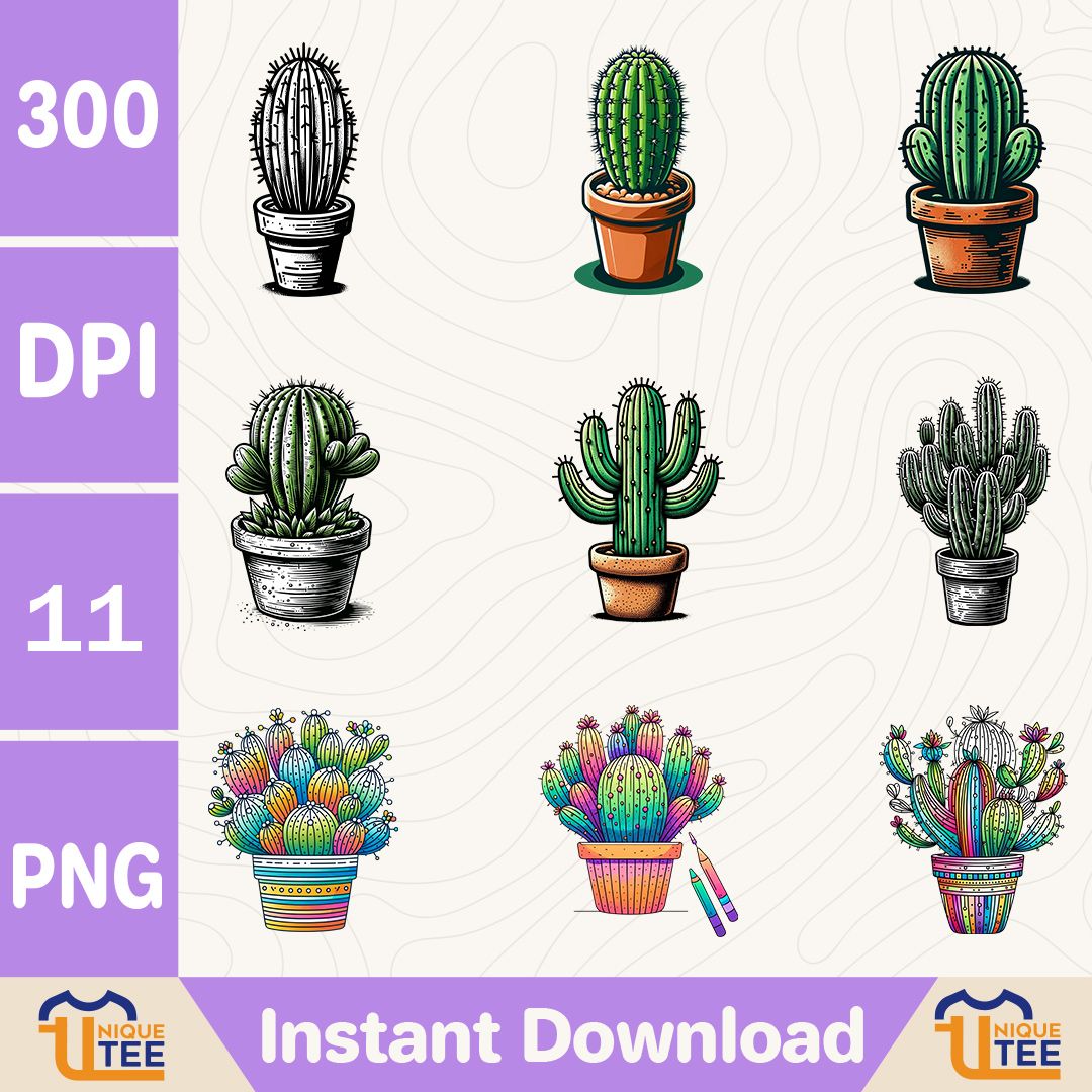 Cactus Clipart PNG Bundle, Cactus Plants Png, Plants Clipart | Inspire ...