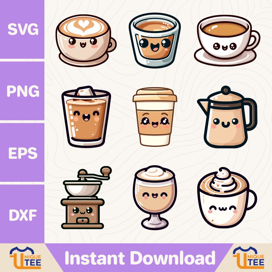 Kawaii Coffee Clipart T Shirt Design, Coffee Lovers Svg, Cof | Inspire ...