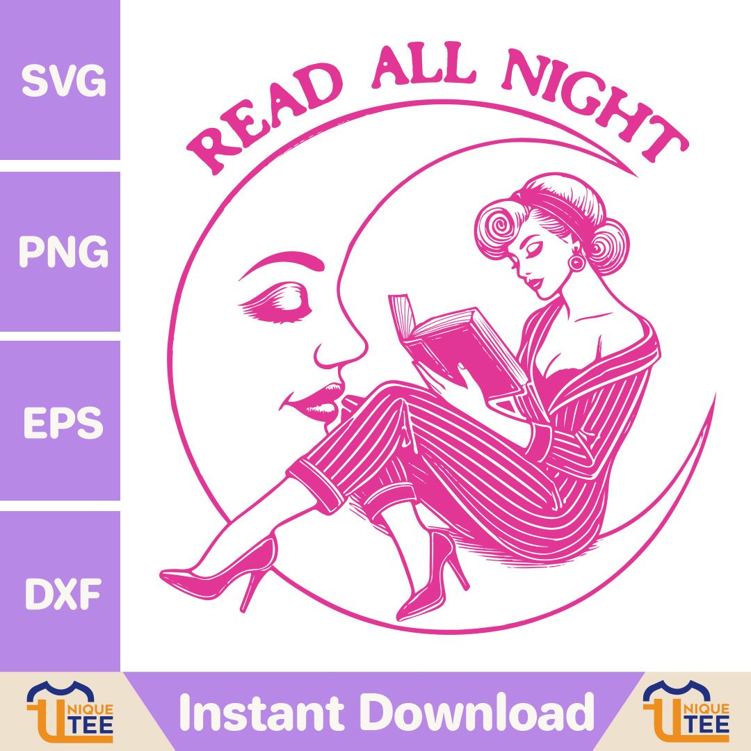 Read All Night Book Club T Shirt Design, Bookish Gift for Re | Inspire ...