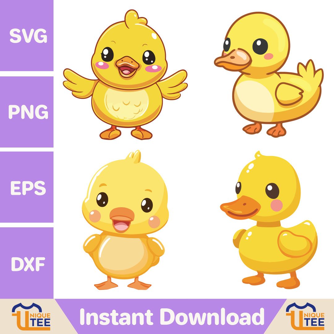 Kawaii Duck Clipart Bundle, Playful Duck Clipart Collection, | Inspire ...