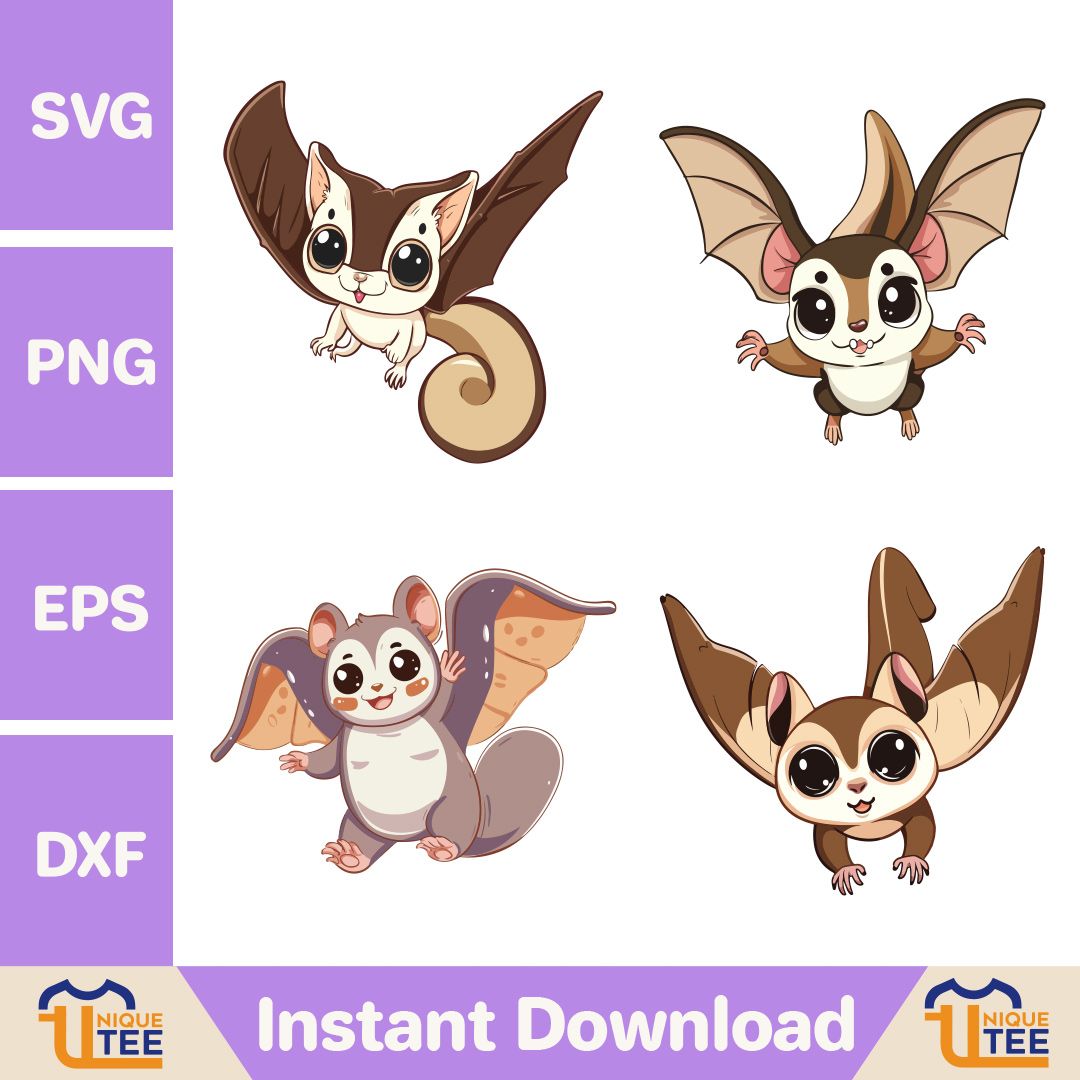 Kawaii Flying Squirrel Clilpart Bundle, Chibi Squirrel Vecto | Inspire ...