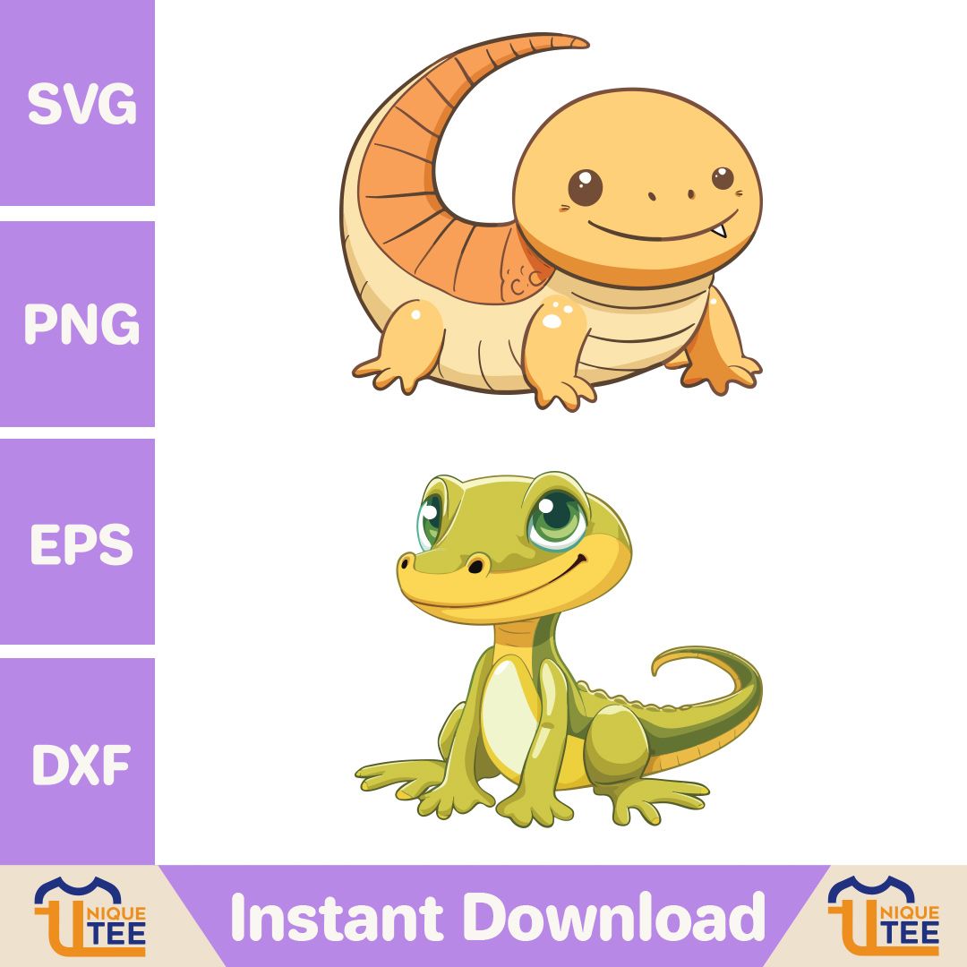 Kawaii Lizard Clipart Bundle, Cute Reptile SVG Collection, P | Inspire Uplift