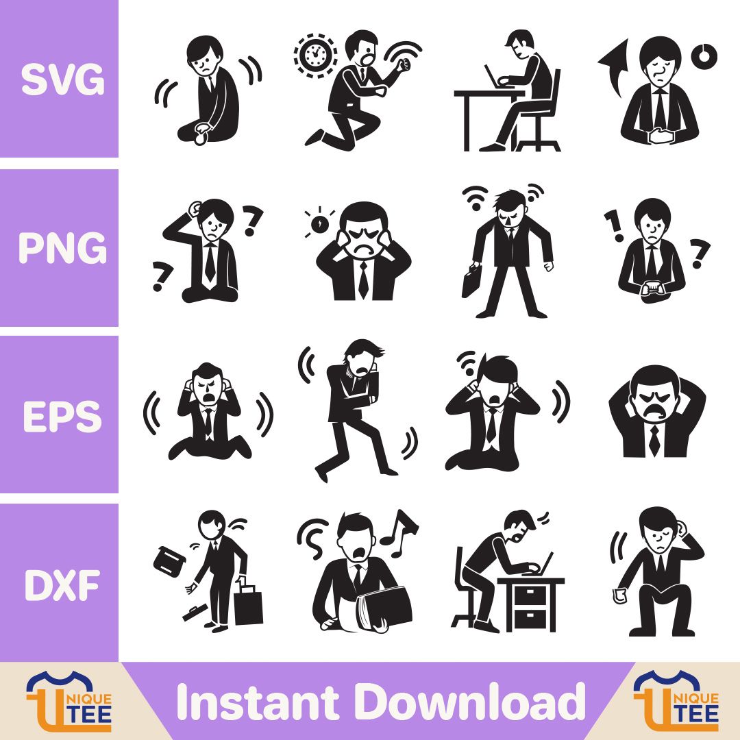 Businessman Stress Pressure Svg Bundle, Business Stress Clip | Inspire ...