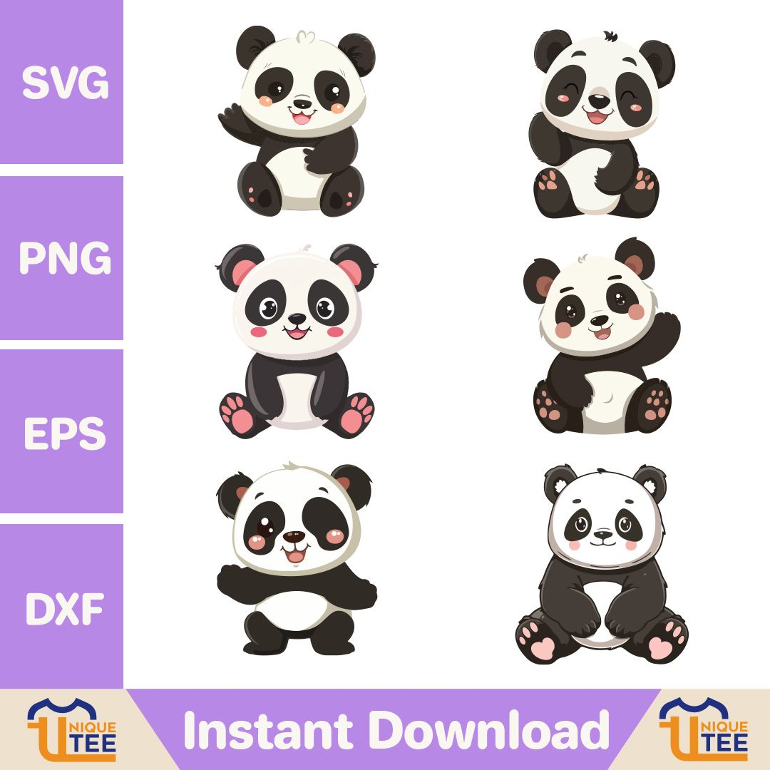Kawaii Panda Clipart Bundle, Playful Kawaii Panda Illustrati | Inspire ...