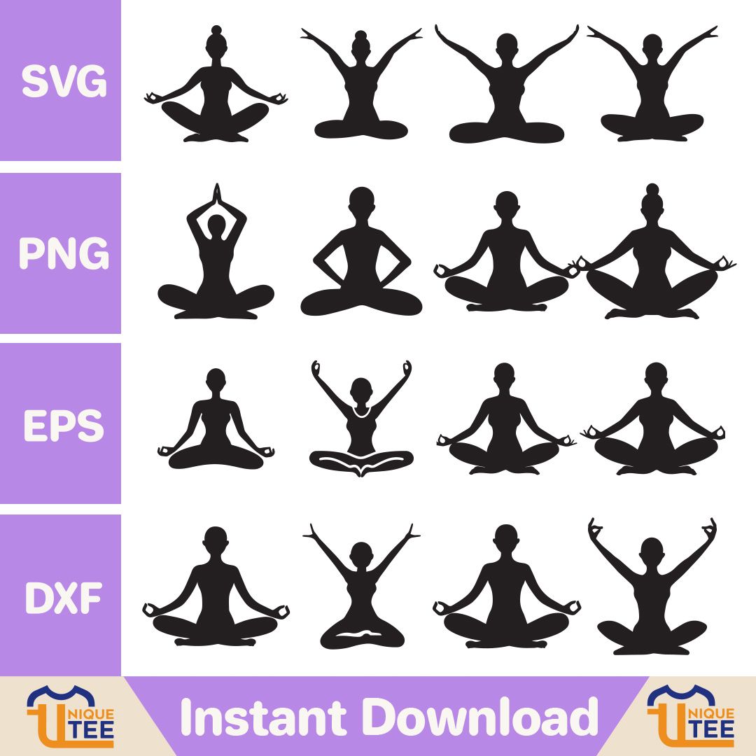 Yoga Meditation Exercise Stretching Svg Bundle, High-Quality | Inspire ...