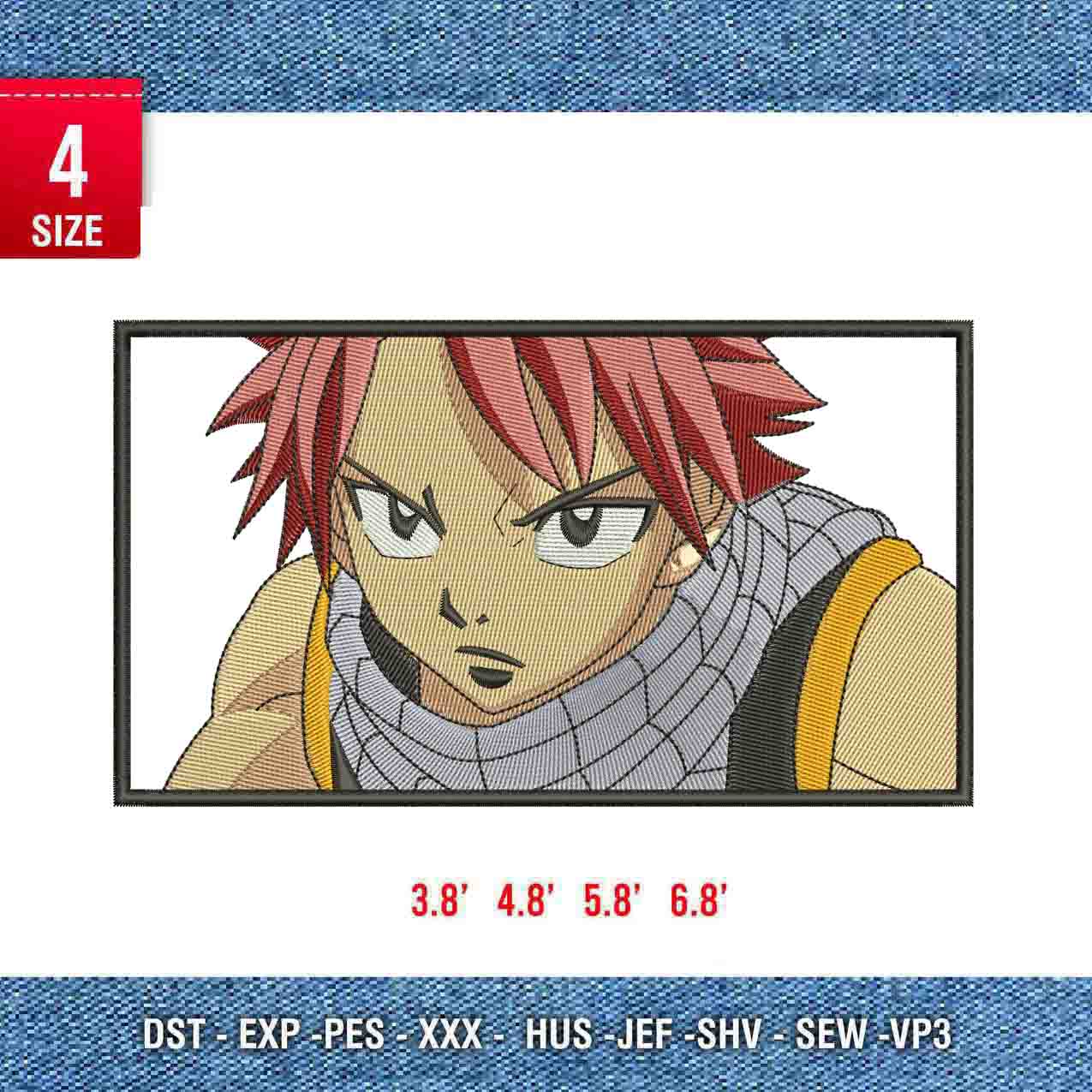 Natsu dragnel / Embroidery Design / anime / Embroidery Patte | Inspire ...