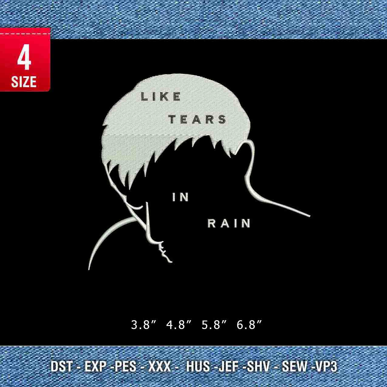 Like Tear In Rain /Typo design / Logo Embroidery Pattern/ De | Inspire ...