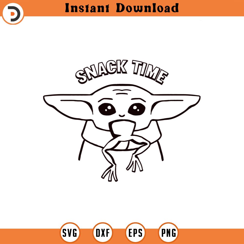 Baby Yoda SVG snack time png clipart, cut file outline silho | Inspire ...