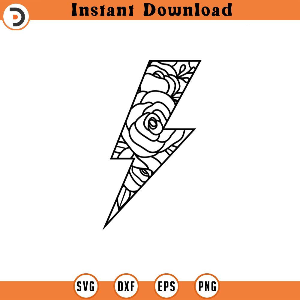 Floral Lightning Bolt Svg, Flower Lightning Png, Rosal Thund | Inspire ...