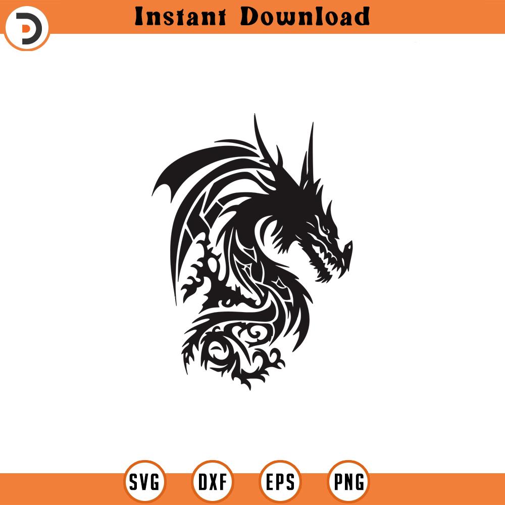 Dragon SVG, Tribal Dragon SVG, Dragon Tattoo svg, Dragon Sil | Inspire ...
