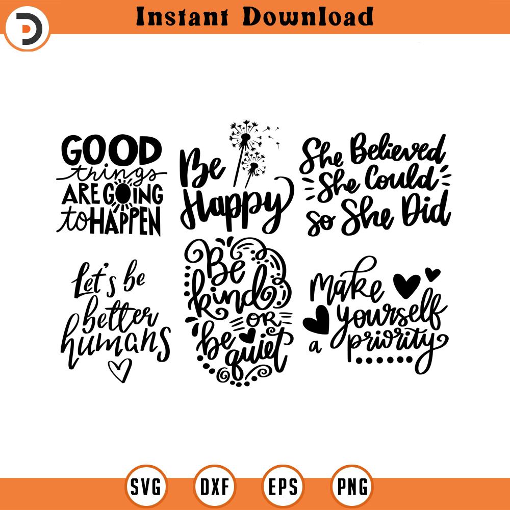 Positive Quotes SVG Bundle, Happy Svg, Motivational Quotes S | Inspire ...