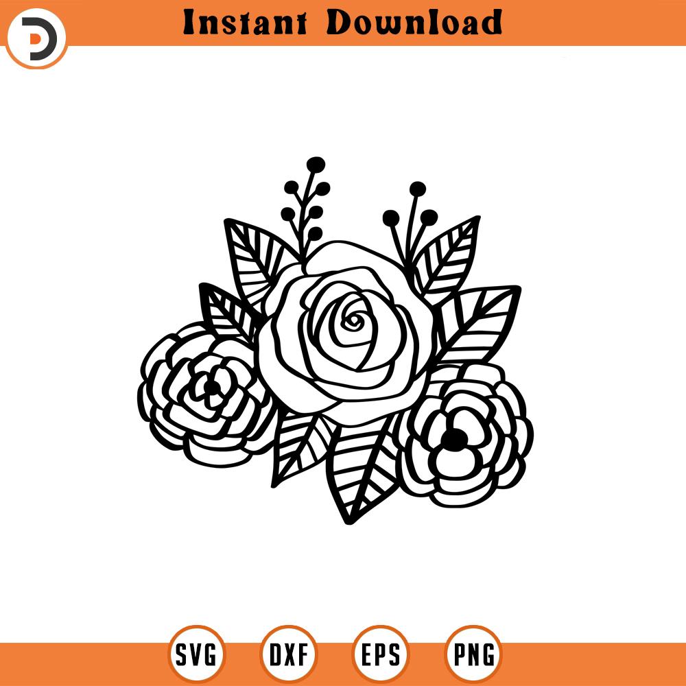 Rose Flower Bouquet SVG, Floral Decoration SVG, Rose svg, Fl | Inspire ...