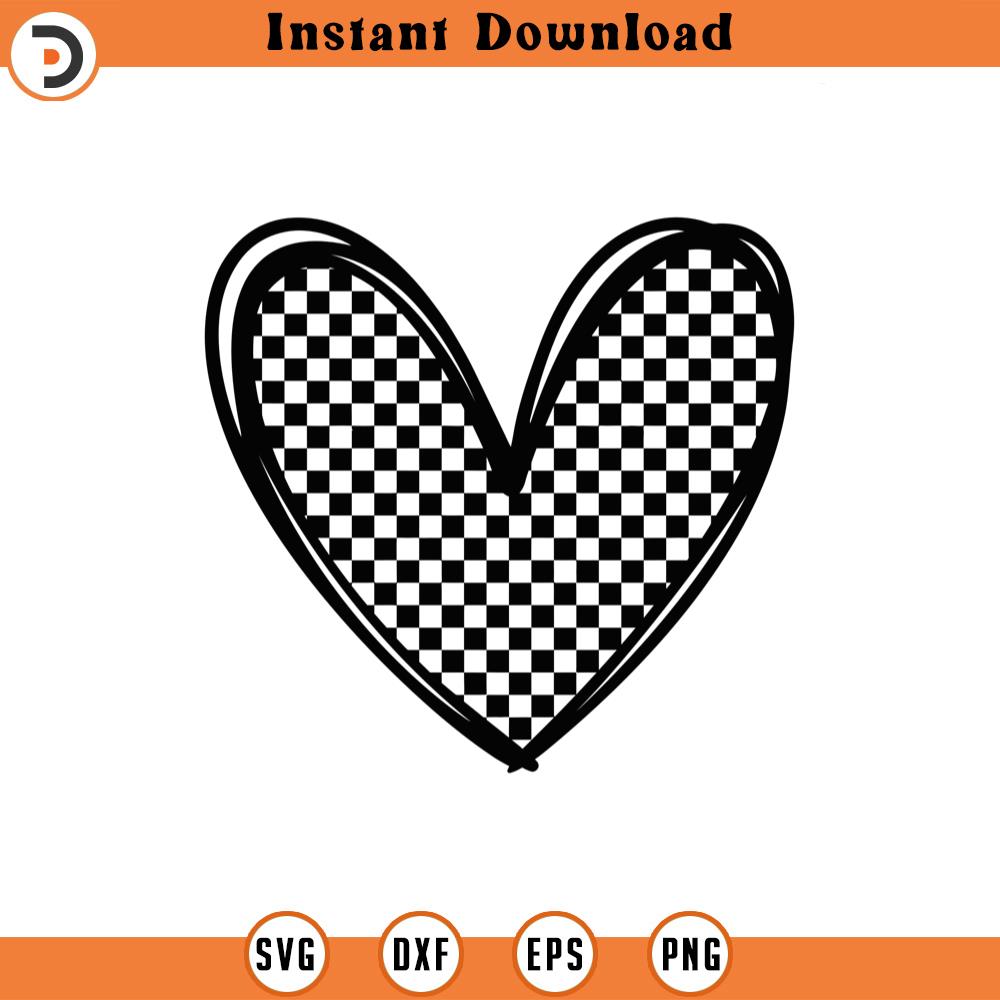 Checkered Heart Svg, Checker Pattern Svg, Doodle Heart, Chec | Inspire ...