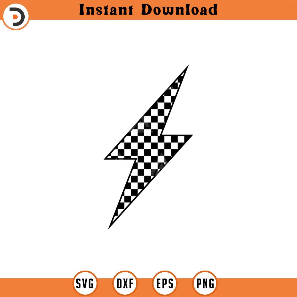 Checkered Lightning Bolt Svg, Checkerboard Svg, Checkered Th | Inspire ...