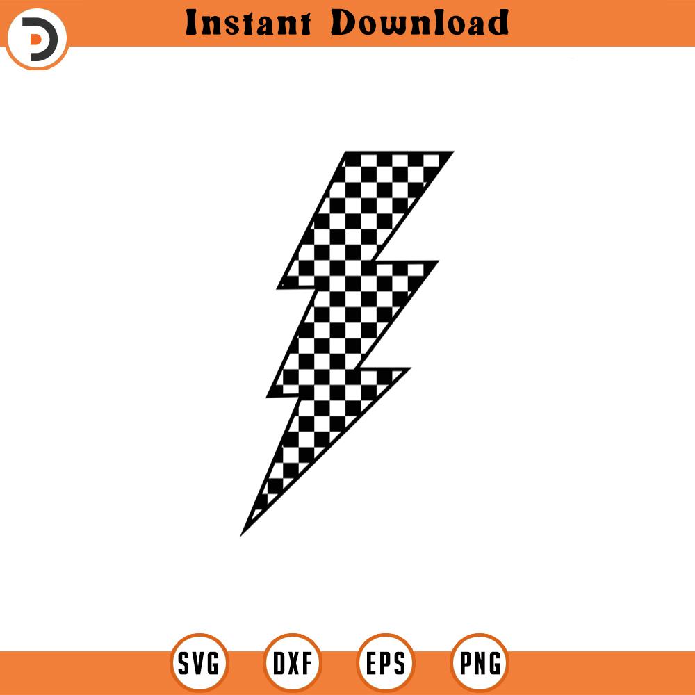Checkered Lightning Bolt Svg, Checkerboard Svg, Checkered Th | Inspire ...