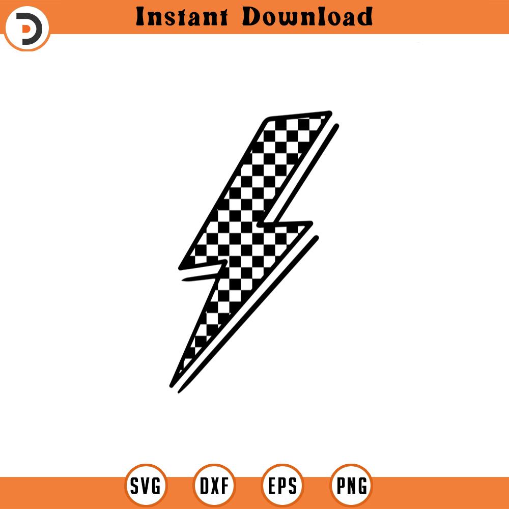 Checkered Lightning Bolt Svg, Checkered Doodle Thunder Svg, | Inspire ...