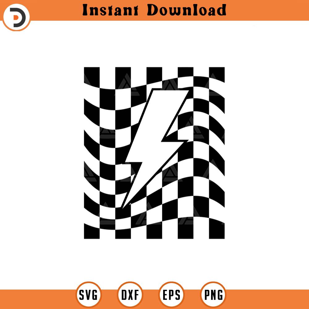 Checkered Lightning Bolt Svg, Wavy Checkered Thunder Svg, Ch - Inspire ...