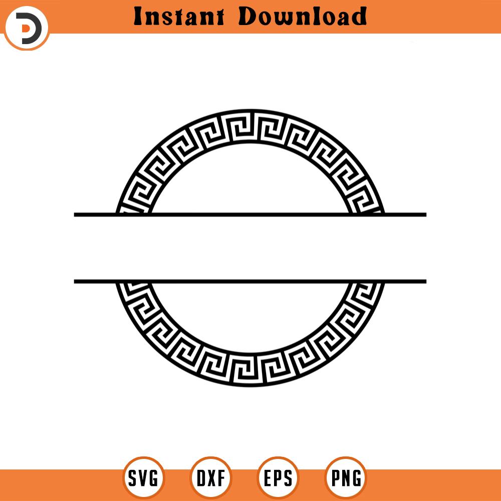 Circle Greek Key Monogram Svg, Greek Wave Split Name Frame S | Inspire ...